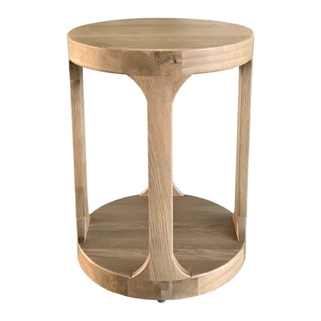 Hampton Round Side Table with Lower Shelf - Natural Oak - Humble Home
